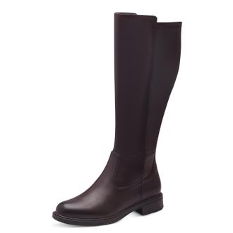 Jana Damen Hohe Stiefel ohne Absatz mit Rei&szlig;verschluss Vegan, Braun (Cognac), 37 EU