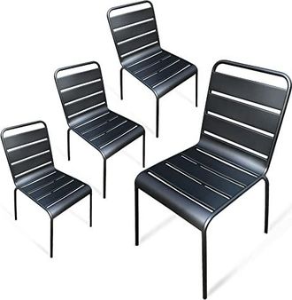 Red Deco Montmartre Gartenstühle, Metall, Schwarz, 4 Stück