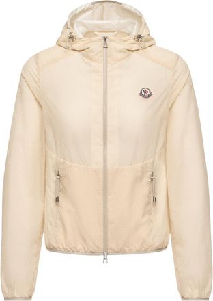 Moncler Moncler Veste &Agrave; Capuche Edasic En Seersucker, Femme, Blanc, Taille: 00