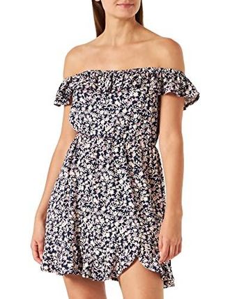 Springfield Robe Courte &Agrave; Volants, Imprim&eacute; Fond Blanc, Small Femme