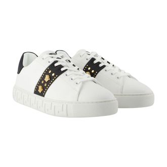 Versace Mens Medusa-Studded Sneaker White Synthetic