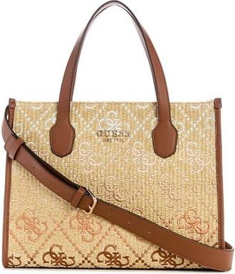 Guess Silvana 2 Compartment Tote, Cognac Logo