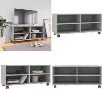vidaXL Vidaxl - TV-Schrank mit Rollen Betongrau 90x35x35 cm Holzwerkstoff - TV-Schrank - Holzwerkstoff Möbel - Wohnraum Dekoration - Fernseher Standfuß