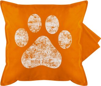 Shirtracer Kissenbezug - Deko Kissen Hobby - High Five Hunde Pfote - 50 x 50 cm - Orange - paw sofakissen Hund Paws kopfkissen Pfoten kissenh&uuml;lle Beagle kissenbe