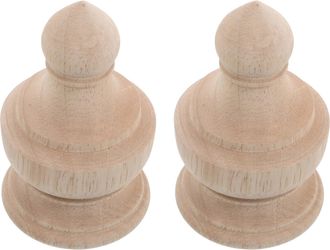 Soimiss 2 St&uuml;ck Unlackierte Massivholz Endst&uuml;cke Geschnitzte Treppenpfosten Aufs&auml;tze Vielseitige Holzs&auml;ulen Kappen f&uuml;r Zaun Gardinenstange und M&ouml;bel Einfache 