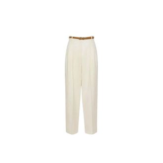 Max Mara Femme, Pantalons, Blanc, Taille: 38 FR Pantalon Adunco Large