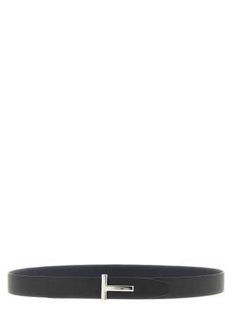 Tom Ford Hammered Leather Reversible Belt - Black