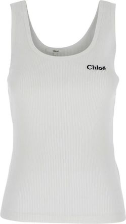 Chlo&eacute; Femme, Tops, Blanc, Taille: 40 FR Logo Tank Top