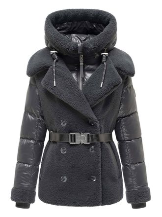 Navahoo Damen Teddy-Steppjacke Kuschelh&auml;schen - mit abnehmbarer Kapuze & G&uuml;rtel