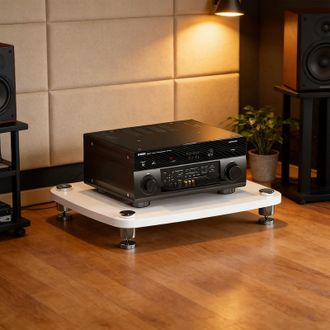 Generic HiFi Regal Niedriges AV-Medienregal, 4-stufiges Stereo-St&auml;nder- und Racksystem mit sto&szlig;d&auml;mpfenden F&uuml;&szlig;en, Audio-Rack for DVD-Player/Spielkonsole/TV-Box