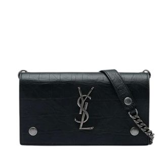 Saint Laurent Pre-owned Sac bandouli&egrave;re en cuir clout&eacute; grav&eacute; - Femme - Pre-owned - Noir - Taille: ONE Size