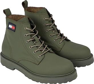Tommy Jeans Homme Bottes Mid Boot Lace Up à Lacer, Vert (Pewter Green), 45 EU