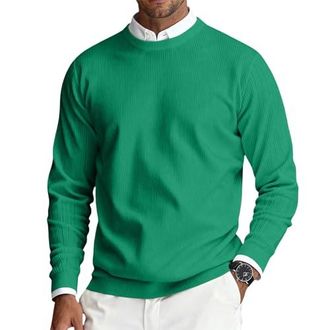 Generic Pull à col rond en tricot pour homme - Confortable - Pull classique doux - Pull dhiver chaud côtelé - Décontracté - Pull dhiver surdimensionné - T-shi