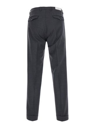 Michael Coal Mens Double Pleated Tech Fabric Trousers Grey Wool