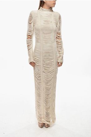 Balmain Macrame Bodycon Maxi Dress Gr&ouml;&szlig;e 38