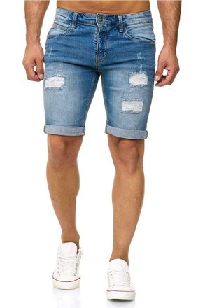 Indicode Kaden Holes Denim Shorts, Farbe: Blue Wash, Gr&ouml;&szlig;e: XXL