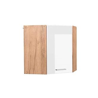 Vicco elément Haut de Cuisine R-Line, Blanc Haute Brillance/Chêne de Force doré, 57 cm