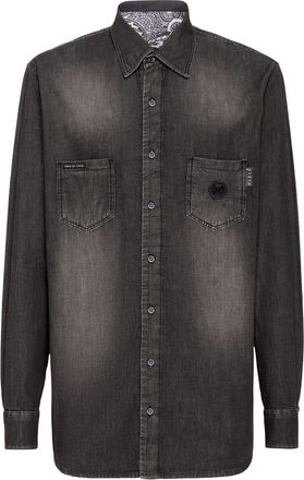 Philipp Plein Denim Shirt Paisley - - Shirts - Herren - Schwarzk - S