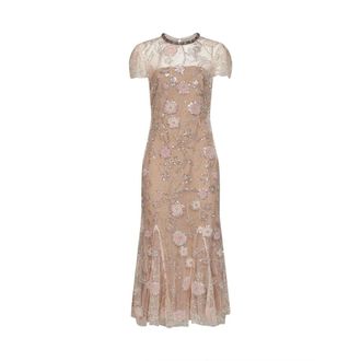 Self Portrait Midi-Kleid mit Blumen-Pailletten-Verzierung - - Dresses - Damen - Rosa - 2XS