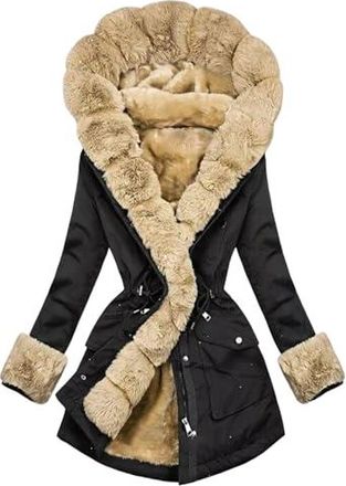 Generic Manteau bouffant avec capuche pour femme - Veste matelass&eacute;e chaude pour lhiver - Manteau long pour femme - V&ecirc;tement dext&eacute;rieur &eacute;pais, Noir A, 5XL