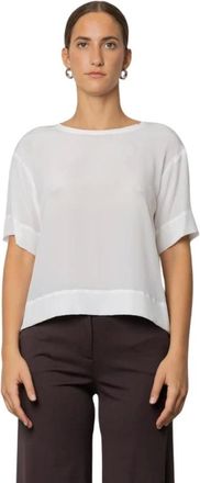 Kaos Kaos, Femme, Tops, Beige, Taille: 38 FR T-shirt en cr&ecirc;pe de Chine