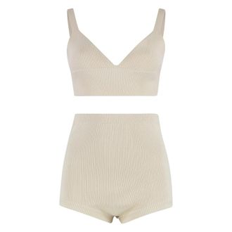 Red Valentino Geripptes Unterw&auml;scheset aus Viskose Polyamid - - Underwear - Damen - Beige - XS