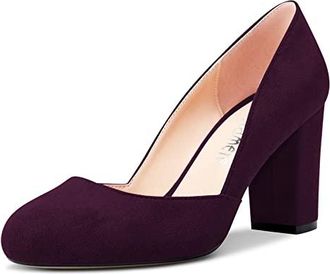 Castamere Femmes Bloc Chunky Haut High Talon Heel Rond Bout Escarpins Slip-on Bureau Party Dress 8.5 CM Heels Chaussures Violet A 41 EU