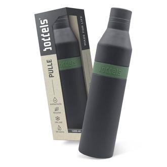 Boddels PULLE Edelstahl Trinkflasche 500ml & 1l - spülmaschinenfest, 100% auslaufsicher, leicht zu reinigen, Kohlensäure geeignet, 24h kalt & 12h warm, recyce