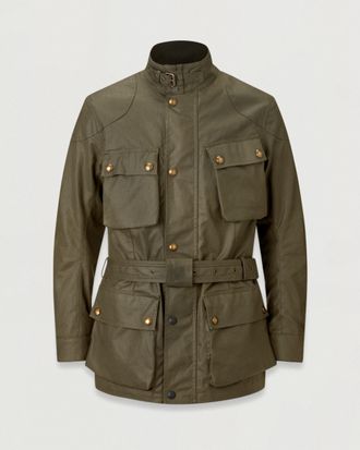 Belstaff Veste Motard Trialmaster Pour Homme Coton Cir&eacute; Vert Olive 2xl