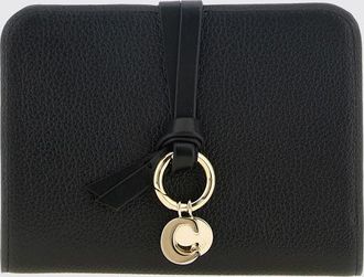 Chlo&eacute; Bifold-Portemonnaie aus schwarzem Kalbsleder mit Logo-Anh&auml;nger