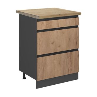 Vicco Meuble cuisine R-Line, Ch&ecirc;ne de force dor&eacute;, 60 cm avec tiroirs, pt Ch&ecirc;ne