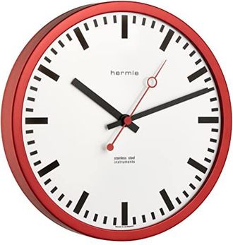 Hermle Bahnhofsuhr 30471-360870 Funk, Rot, Ø 30cm x 5cm