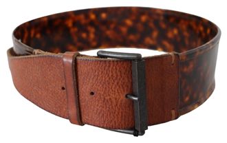 Ermanno Scervino Womens Dark Brown Leather Wide Buckle Belt