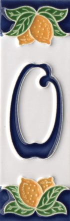 Generic Hausnummern, italienische Keramik-Zahlen und Buchstaben, Zitronendesign, Fliesengr&ouml;&szlig;e: 10 cm x 3,5 cm (Nummer 0)