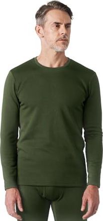 Lapasa Haut Thermique Homme Maillot de Corps &agrave; Manches Longues sous-V&ecirc;tements Chauds Automne/Hiver M26 Vert Olive (1 Haut) S