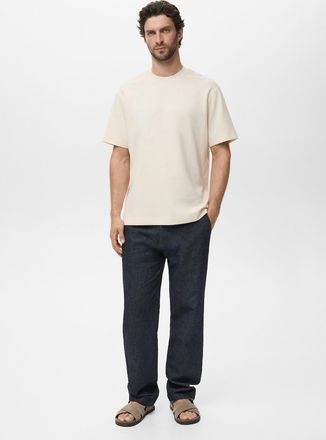 Mango T-shirt tissu sweat coupe décontractée sable - Homme - XXL - MANGO MAN