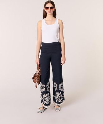 Maje Pantalon Avec D&eacute;tails Crochet - Bleu Marine - Taille 34 - Maje