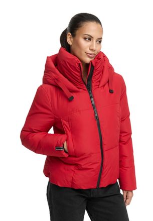 Marikoo Damen Winterjacke (XS-XXL) - gesteppt, mit Kapuze, innen Fleecefutter - N086 - DeepRed Gr&ouml;&szlig;e XS - Gr.XS
