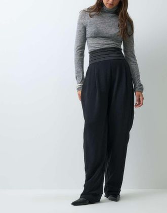 Asos pantalon de smoking ajust&eacute; &agrave; taille portefeuille noir