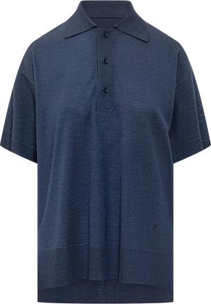 Ami Femme, Tops, Bleu, Taille: 38 FR Polo Boutonn&eacute; Manches Courtes
