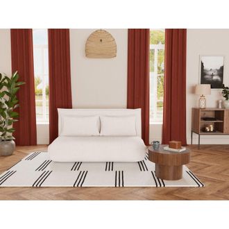 Best Mobilier Bestmobilier - Banquette 2 places convertible clic-clac en velours c&ocirc;tel&eacute; - Couchage 140x200 cm - Design contemporain pour petits espaces - Coussins