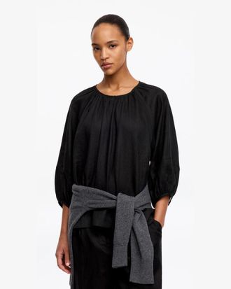 Arket Geraffte Leinenbluse -Schwarz