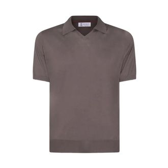 Brunello Cucinelli Homme, Tops, Gris, Taille: M Polo &agrave; col en V