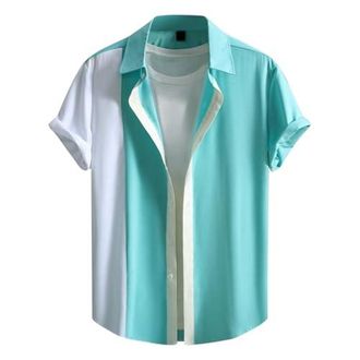 Generic Chemise d&eacute;contract&eacute;e pour homme - Chemise hawa&iuml;enne tropicale hawa&iuml;enne d&eacute;t&eacute; amusante &agrave; manches courtes boutonn&eacute;e - Motif palmier hawa&iuml;en - Croisi&egrave;re 