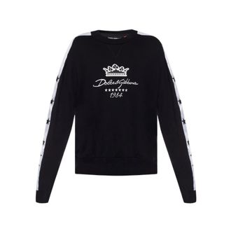 Dolce & Gabbana Schwarzer Baumwollpullover mit Logo-Print - - Sweatshirts & Hoodies - Herren - Schwarzk - S