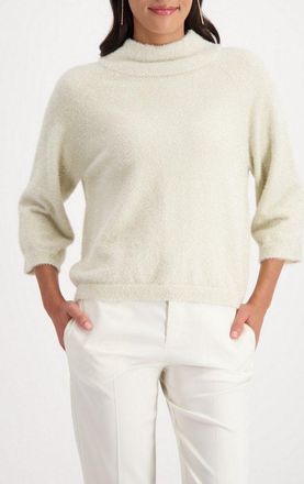 Monari Stehkragenpullover Pullover Lurex Regular fit mit Rundhalsausschnitt