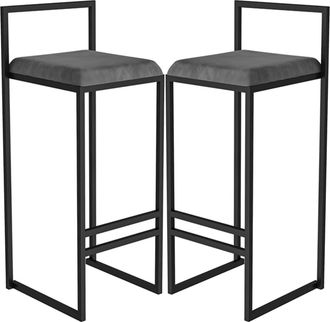 Generic Hohe Barhocker, 2er-Set K&uuml;chenhocker, Barst&uuml;hle mit R&uuml;ckenlehne und unterschiedlich hohen Pedalen