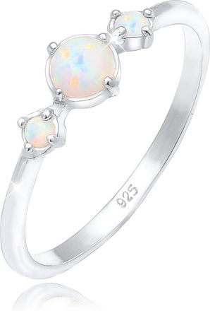 Elli Ring Damen Band Geo Vintage Trend mit Synthetischem Opal in 925 Sterling Silber