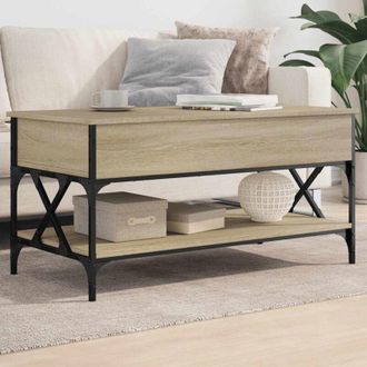 vidaXL Vidaxl - Table basse ch&ecirc;ne sonoma 100x50x50cm bois ding&eacute;nierie et m&eacute;tal