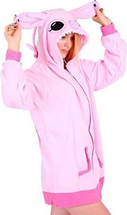 Lazutom Anima Hoodie Vestes Sweat à Capuche Jacket Animaux Cartoon Cosplay Zip Up Hoodie Outerwear Jacket (Pink Stitch, XL)